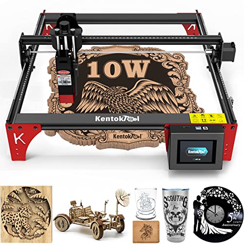 KENTOKTOOL Laser Engraver, Laser Cutter with 10W Optical Power, Ultra-fine Compressed Spot Laser Engraving Machine with Touch Controller/APP Control