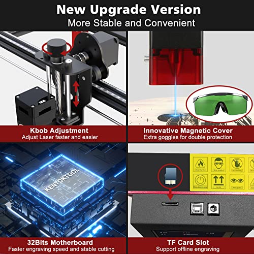 KENTOKTOOL Laser Engraver, Laser Cutter with 10W Optical Power, Ultra-fine Compressed Spot Laser Engraving Machine with Touch Controller/APP Control