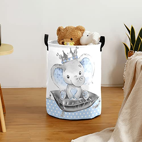 Personalized Custom Elephant Laundry Baskets with Name Collapsible Clothes Storage Basket with Handle for Bathroom Bedroom Kitchen