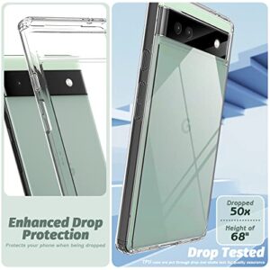 Orzero Phone Case Compatible for Google Pixel 6a 5G, with Screen Protector + Camera Lens Protector (Tempered Glass), Solid Acrylic Back Cover TPU Frame Shock-Proof Body Protection - Crystal Clear