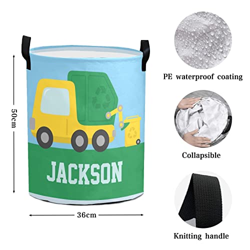 FELIZSTORE Laundry Basket with Name,Custom Recycling Garbage Truck Laundry Hamper,Collapsible Large Clothes Hamper Storage with Handle