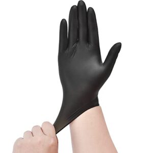 SwiftGrip Disposable Nitrile Exam Gloves, 3-mil, Black Nitrile Gloves Disposable Latex Free for Medical, Cooking & Esthetician, Food-Safe Rubber Gloves, Powder Free, Non-Sterile, 50-ct Box (Small)