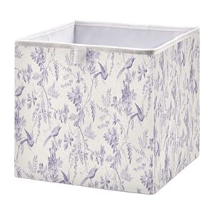 kigai purple floral pattern rectangular storage bins - 16x11x7 in large foldable storage basket fabric storage baskes organizer for toys, books, shelves, closet, home decor