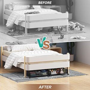 Under Bed Storage, Under the Bed Storage Containers with Wheels, Under Bed Shoe Storage Organizer Drawer, Tool-free Assembly Metal Underbed Storage Containers for Bedroom Clothes Shoes Blankets -2PCK