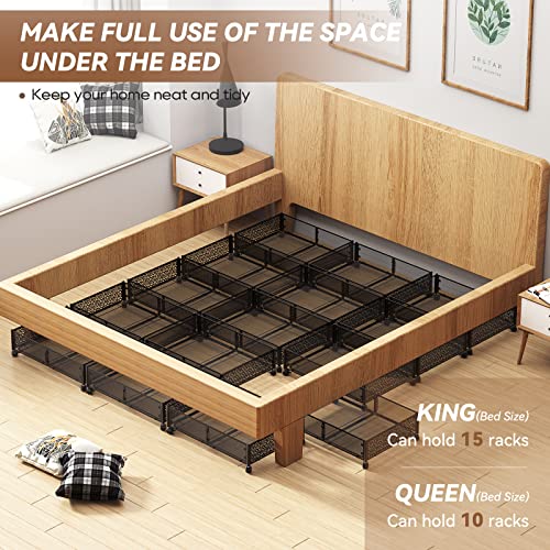 Under Bed Storage, Under the Bed Storage Containers with Wheels, Under Bed Shoe Storage Organizer Drawer, Tool-free Assembly Metal Underbed Storage Containers for Bedroom Clothes Shoes Blankets -2PCK