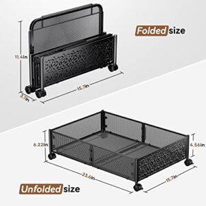 Under Bed Storage, Under the Bed Storage Containers with Wheels, Under Bed Shoe Storage Organizer Drawer, Tool-free Assembly Metal Underbed Storage Containers for Bedroom Clothes Shoes Blankets -2PCK