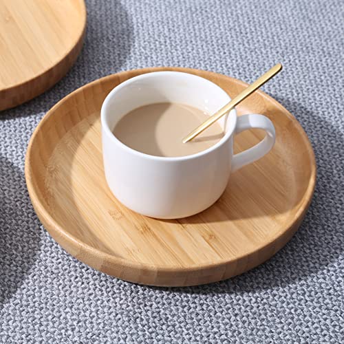 cluzelar Bamboo Plates 7.5Inch Round Bamboo Plates Reusable Kids Dinner Plates Tableware Set of 3 Wooden Plates Lightweight Dishes Snack, Dessert, Unbreakable Classic Plates