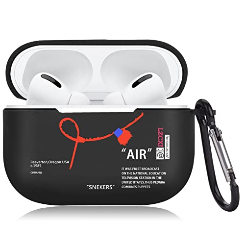 AirPod Pro Case Hot Sports Shoes Brand Creative Painted Soft Silicone Shockproof Cover Compatible with AirPods Pro Case (Black)