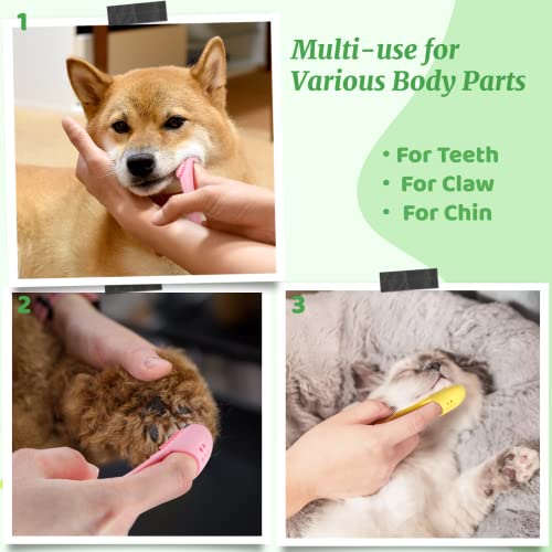 FELISTORY Dog Finger Brush Toothbrush Kit - Ergonomic Design, No Gum Damage, Soft Silicone Easily Clean Teeth Dirt- Suitable for Dental Care for Puppies, Cats and Small Pets (5)