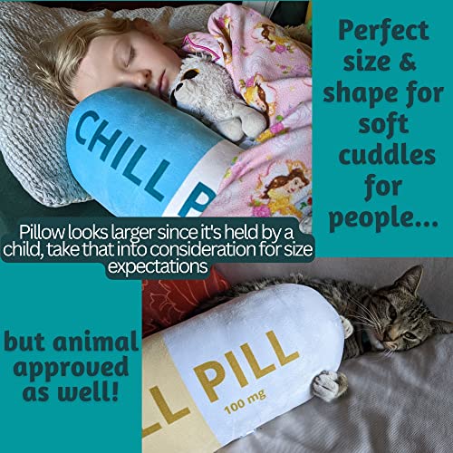 MRJ Products Chill Pill Pillow - Pink Preppy Cute Trendy Room Decor Aesthetic Throw Pillows, College Dorm Teenager Y2K Teacher Doctor Nurse Lawyer Student Friend Sister Birthday for her