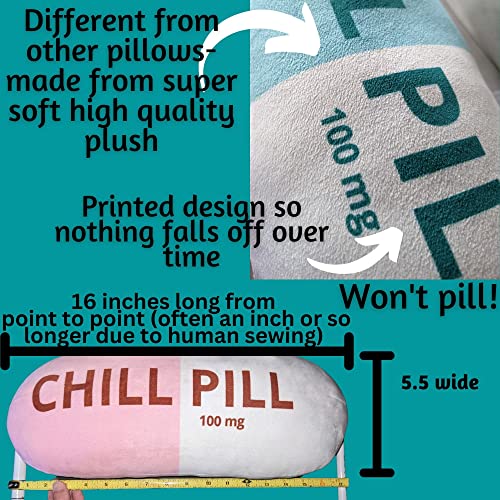 MRJ Products Chill Pill Pillow - Pink Preppy Cute Trendy Room Decor Aesthetic Throw Pillows, College Dorm Teenager Y2K Teacher Doctor Nurse Lawyer Student Friend Sister Birthday for her