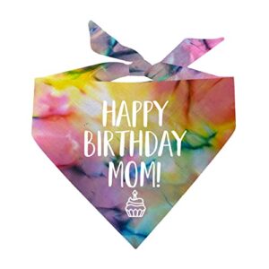 happy birthday mom! scrunch tie dye triangle dog bandana (assorted colors)