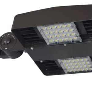 LeadLumens LED Parking Lot Light Shoebox Light Fixture, Slipfitter Arm, Dusk to Dawn (120W (s), Without Photocell)