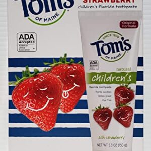 Tom's of Maine Anticavity Fluoride Children's Toothpaste, Kids Toothpaste, Natural Toothpaste, Silly Strawberry, 5.3 Ounce (Pack of 3), Original Formula, ADA Accepted