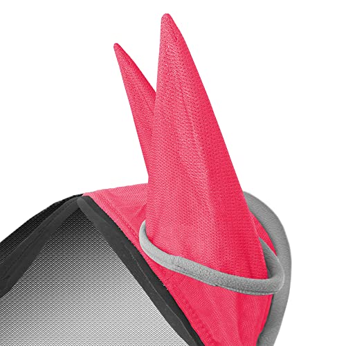 SmithBuilt Comfort Fly Mask with Ears and Long Nose for Horses (Pink, Horse) - Fleece Padding, Fine Mesh, UV Protection