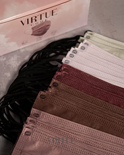 VIRTUE CODE Balance Face Masks - Soft 3 Ply Comfort Face Masks, Colorful Disposable Face Mask 50 Pack. Desert Rose Colored Masks. Adults Mens and Womens Disposable Face Masks