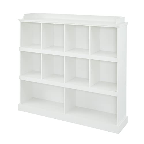 UpperHse Living W52 × H48 Barrister Lane Bookcase with 10 Storage Cubbies, Free Standing Bookshelf Library Standard Bookcase for Home Office Living Room Bedroom, Solid White