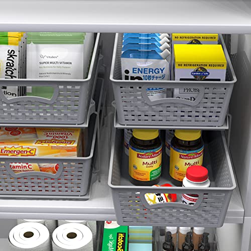 SimpleHouseware 2 Tier Bathroom Organizer Tray Pull-Out Sliding Drawer/Under-Sink Storage, Grey