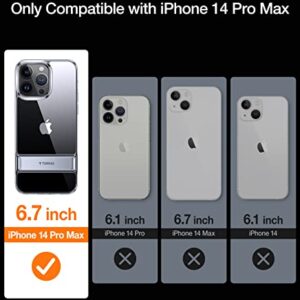 TORRAS for iPhone 14 Pro Max Case Clear with Stand [10FT Military Grade Shockproof] [3-Way Built-in Kickstand] Anti-Yellowing & Protective iPhone 14 Pro Max Phone Case, Diamond Clear