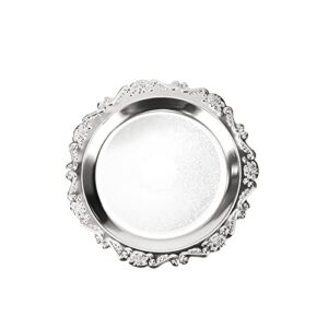 KUMGROT 2pcs Elegant Serving Platter Round Dessert Trays Candy Trays Dish Decorative for Party Wedding Home Decor Silver Serving Trays 11cm/4in and 25cm/1in Diameter