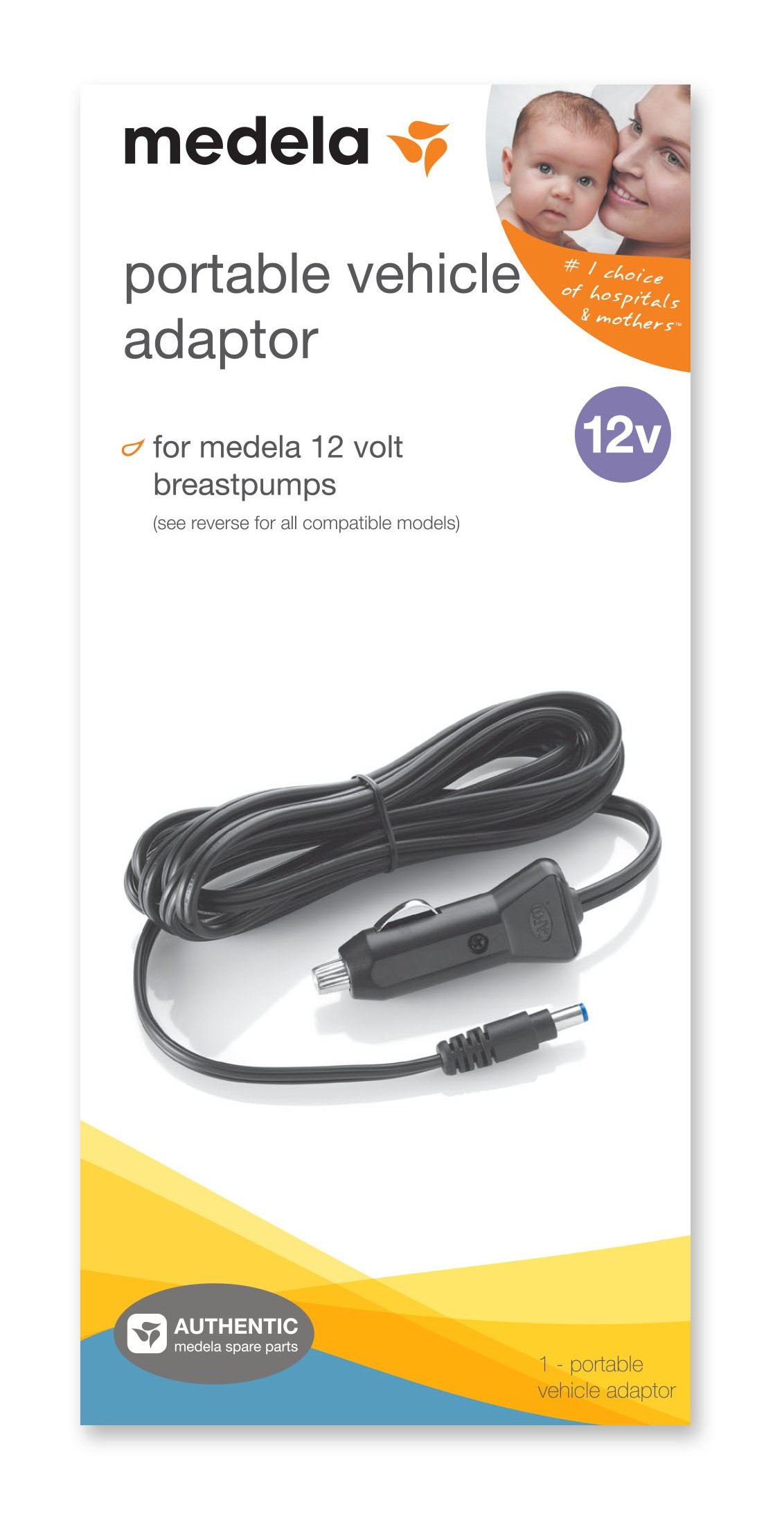 Medela Car Charger for Breast Pumps, 12 Volt Vehicle Lighter Adaptor, Authentic Medela Spare Part for Freestyle and Lactina Breastpumps