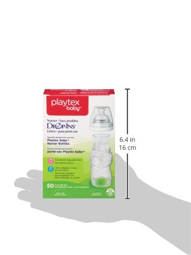 Playtex Baby Nurser Bottles Drop-Ins Recyclable Disposable Liners, Pre-Sterilized, 4 Oz, 50 Count