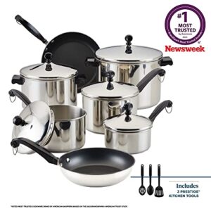 Farberware Classic Stainless Steel Cookware Pots and Pans Set, 15-Piece,50049,Silver