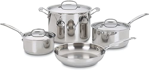 Cuisinart 7-Piece Cookware Set, Chef's Classic Stainless Steel Collection, 77-7P1