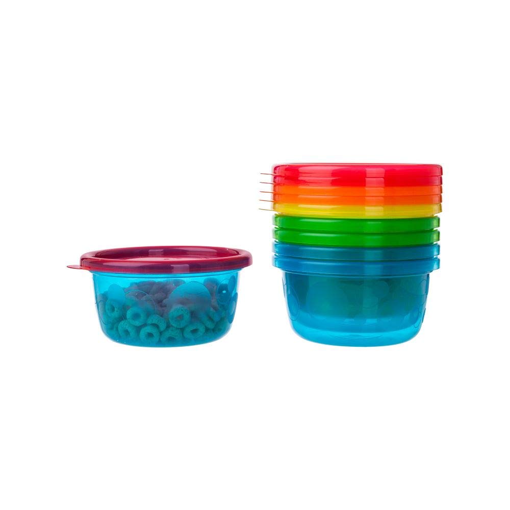 TOMY Take & Toss Toddler Bowls with Lids - 8oz, 6 pack, Colors May Vary (Y1032)