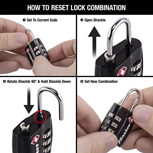 Master Lock 4680DBLK TSA-Approved Luggage Lock, 1-3/16-in. Wide, Black