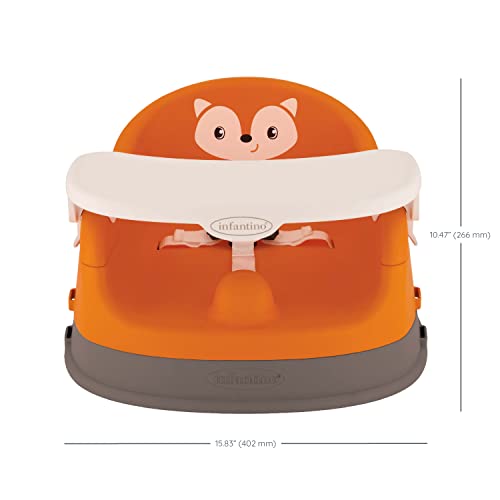 Infantino Grow-with-Me 4-in-1 Two-Can-Dine Feeding Booster Seat, Fox-Theme, Space-Saving Design, Infant Booster for 4M+, Toddler Seat for 3Y+