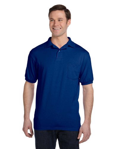 Hanes Men's Cotton-Blend EcoSmart® Jersey Polo with Pocket