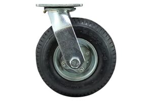 shepherd hardware 9794 8-inch pneumatic caster wheel, swivel plate, steel hub with ball bearings, 5/8-inch bore centered axle