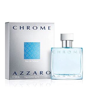 azzaro chrome eau de toilette - fresh mens cologne - citrus, aquatic & woody summer fragrance - lasting wear - luxury perfumes for men, 1.0 fl. oz