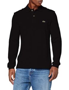 lacoste mens classic long sleeve pique polo shirt, black, large us