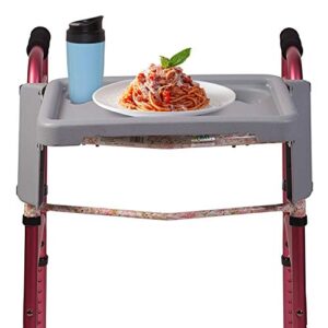 DMI Walker Tray, Rollator Tray, Mobility and Walker Accessory Tray Table Fits Most Standard Walkers, Folding with Two Cup Holders and Tool Free Assembly, 16 x 11.8