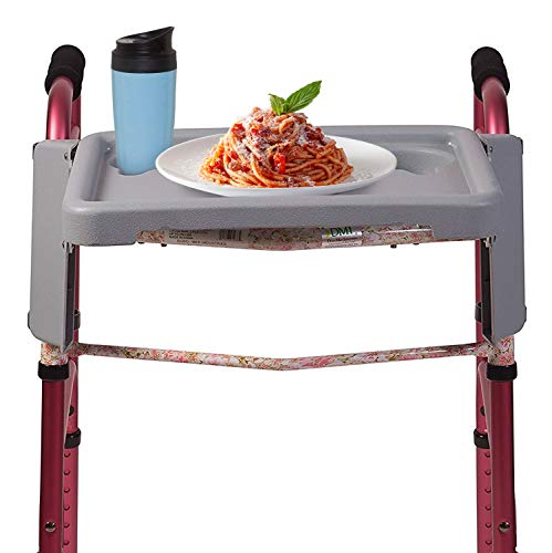 DMI Walker Tray, Rollator Tray, Mobility and Walker Accessory Tray Table Fits Most Standard Walkers, Folding with Two Cup Holders and Tool Free Assembly, 16 x 11.8