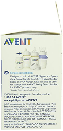 Philips AVENT BPA Free Classic Bottle Screw Rings, 4-Pack