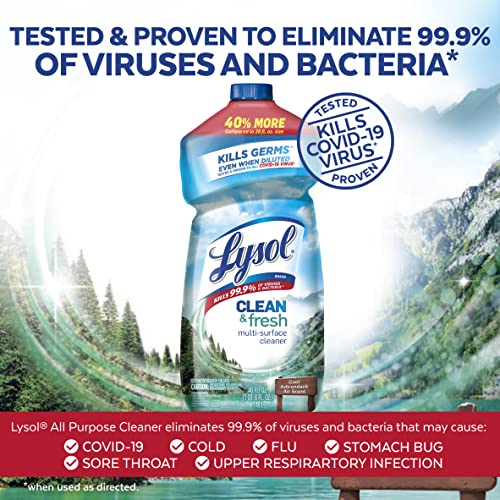 Lysol Multi-Surface Cleaner, Sanitizing and Disinfecting Pour, to Clean and Deodorize, Cool Adirondack Air, 40oz