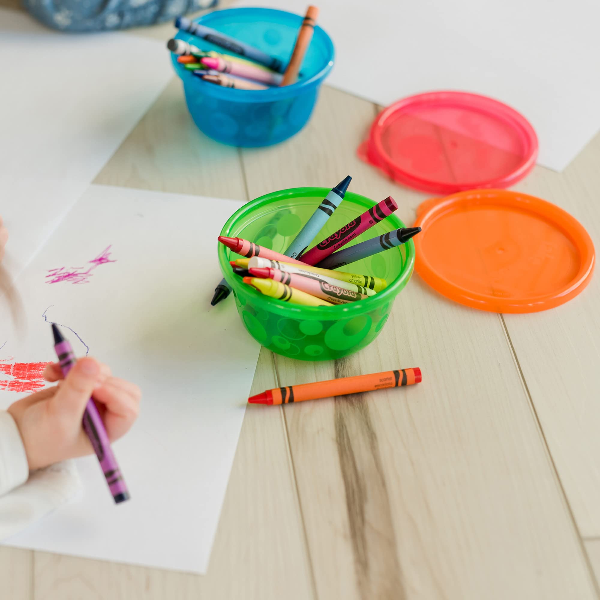 The First Years Take and Toss Toddler Feeding Set — Includes Dishwasher Safe Toddler Bowls, Toddler Snack Cups, Toddler Forks and Spoons, and Toddler Sippy Cups with Snap-On Lids — 28 Count