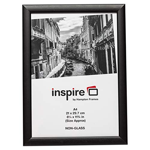 Hampton Frames Blackwood A4 (21x30cm) Black Pine Picture Poster Photo Frame Acrylic (Non Glass) PAWFA4BBLKX - 1PK