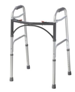 drive medical deluxe 2-button folding walker, lightweight walkers for seniors and adults, medical walker, bariatric walker (up to 350 pounds), silver