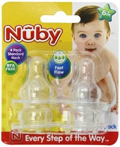 nuby 4-pack standard neck fast flow nipples