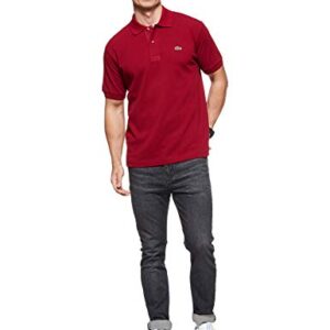 Lacoste Mens Short Sleeve L.12.12 Pique Polo Shirt, Bordeaux Red, L