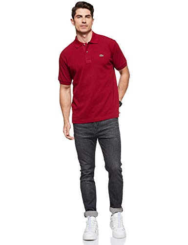 Lacoste Mens Short Sleeve L.12.12 Pique Polo Shirt, Bordeaux Red, L