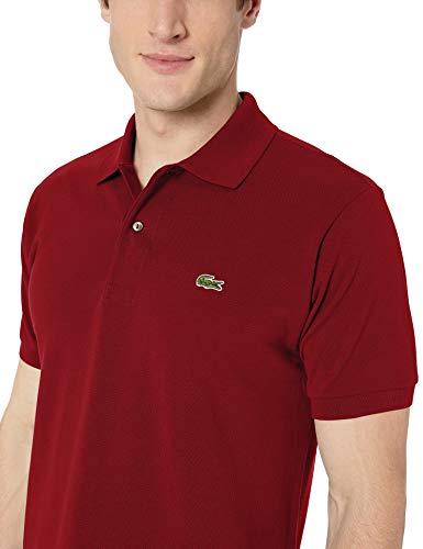 Lacoste Mens Short Sleeve L.12.12 Pique Polo Shirt, Bordeaux Red, L