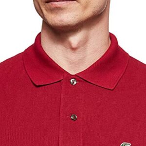 Lacoste Mens Short Sleeve L.12.12 Pique Polo Shirt, Bordeaux Red, L