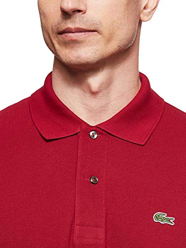 Lacoste Mens Short Sleeve L.12.12 Pique Polo Shirt, Bordeaux Red, L