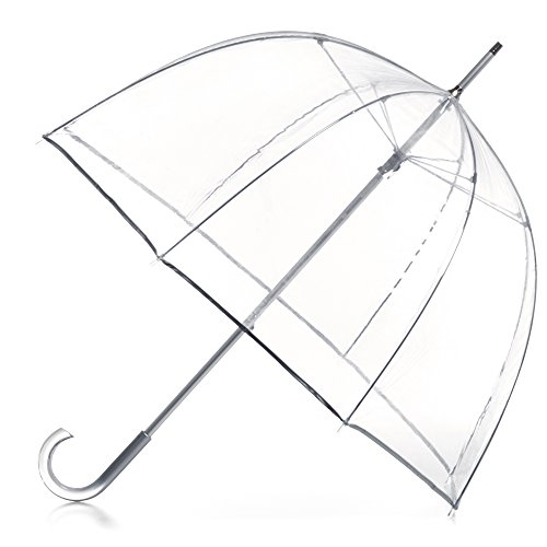 Totes Signature Clear Bubble, Rain & Windproof Umbrella - Perfect for Weddings, Travel and Outdoor Events - Curved Handle with Deluxe Finish, in Transparent or Colorful Design Options