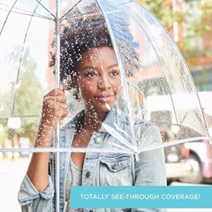 Totes Signature Clear Bubble, Rain & Windproof Umbrella - Perfect for Weddings, Travel and Outdoor Events - Curved Handle with Deluxe Finish, in Transparent or Colorful Design Options